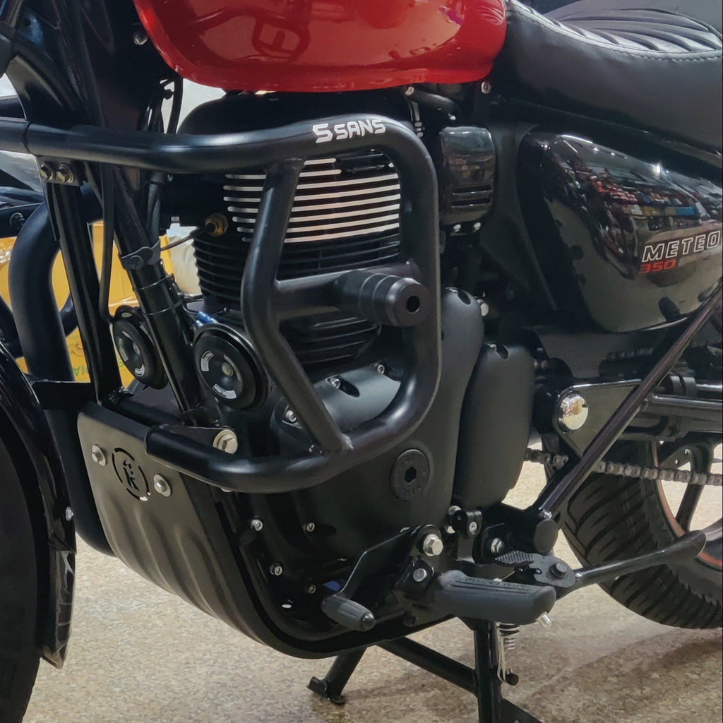 Cross Crash Guard with Delrin Sliders(Round) or Royal Enfield Meteor ...