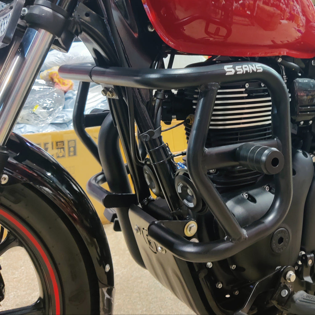 Cross Crash Guard with Delrin Sliders(Round) or Royal Enfield Meteor ...