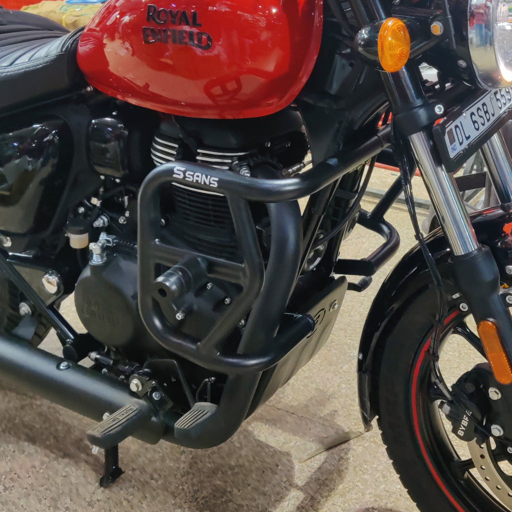 Cross Crash Guard with Delrin Sliders(Round) or Royal Enfield Meteor ...